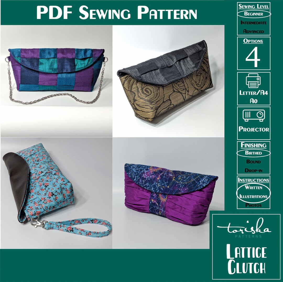 Beginner Clutch Purse PDF Sewing Pattern, Woven Gathered Clutch Bag - Etsy