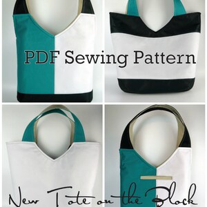 Color Block Tote Bag PDF Sewing Pattern, Large Tote, Zipper Option - Etsy