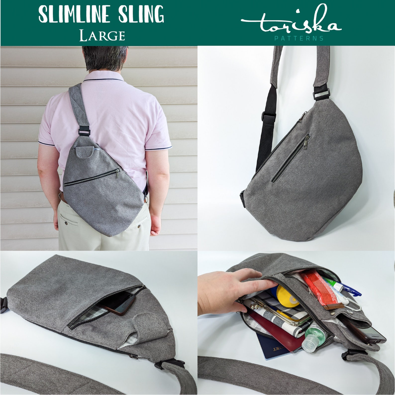 Sling Bag PDF Sewing Pattern, Slimline Sling by Toriska - Etsy