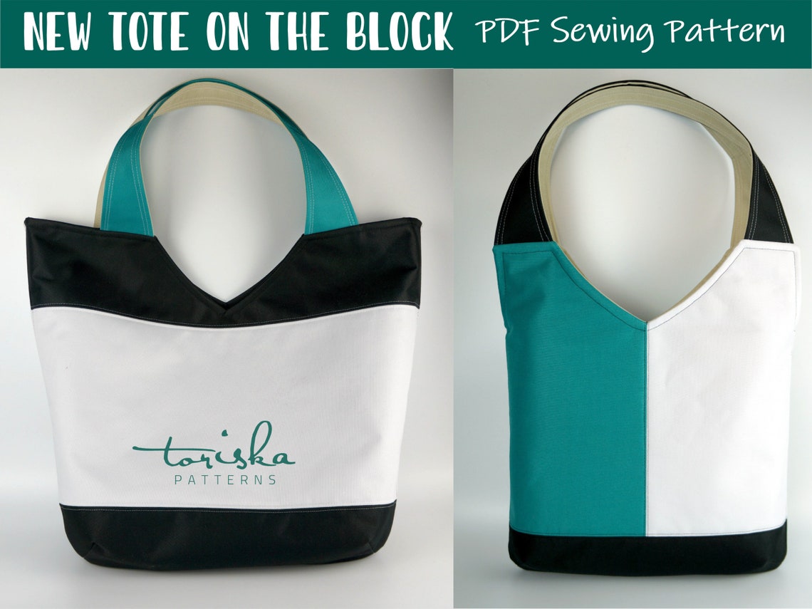 Color Block Tote Bag PDF Sewing Pattern Large Tote Zipper - Etsy