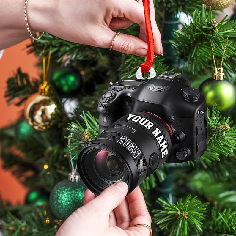 Personalized Camera Ornament, Photographer Gift, Acrylic Ornament - Etsy