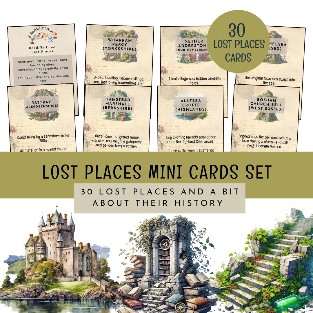 Lost Places Fact Cards Set, Lost Places of England, History Trivia ...