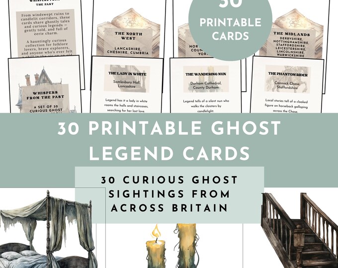 Ghost Legend Mini Cards, Printable Folklore Card Set, Old Ghost Legends ...