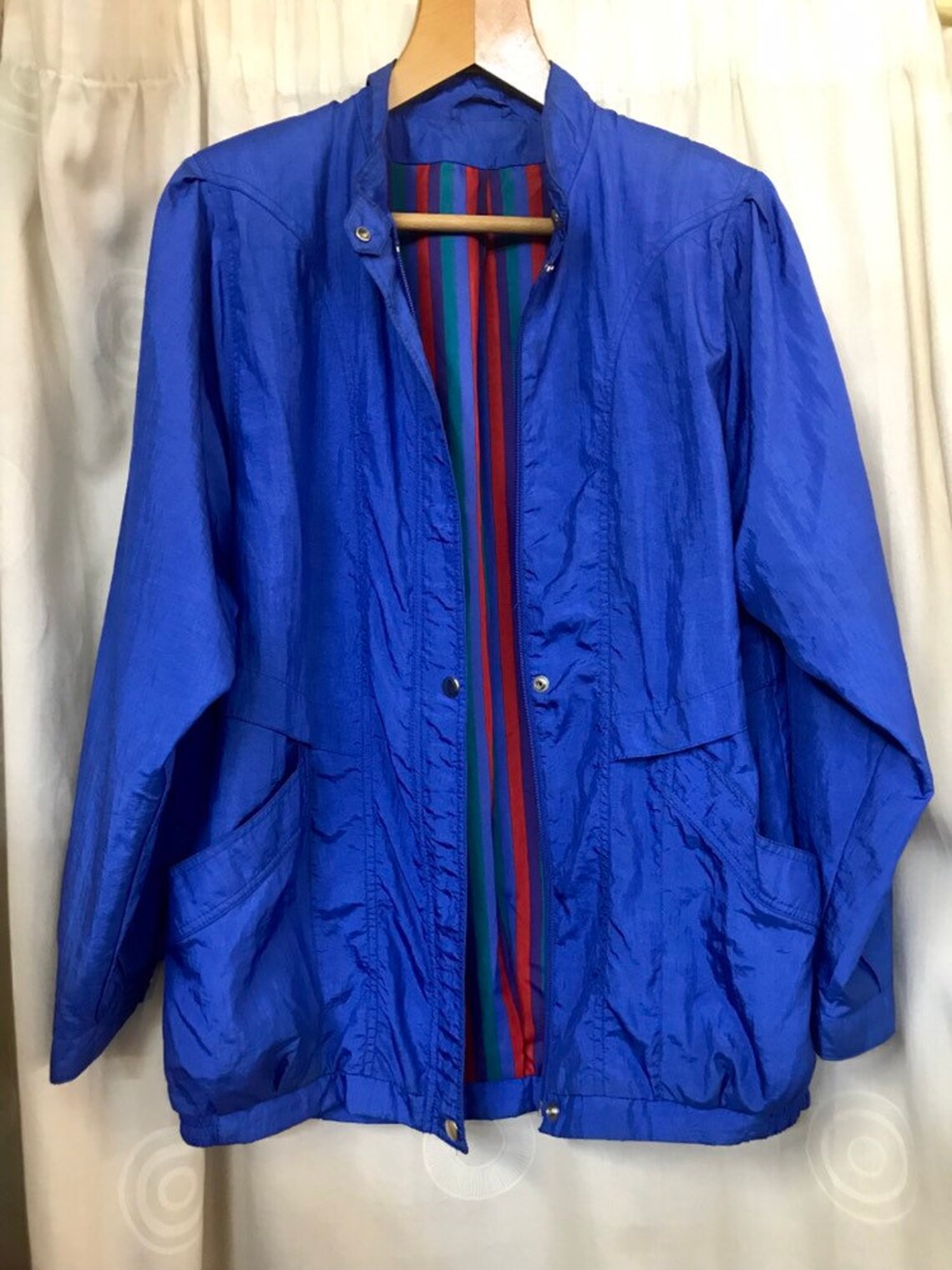Vintage 90s Blue Shell Suit Jacket Coat Tracksuit Top C&A Canada UK 10 ...