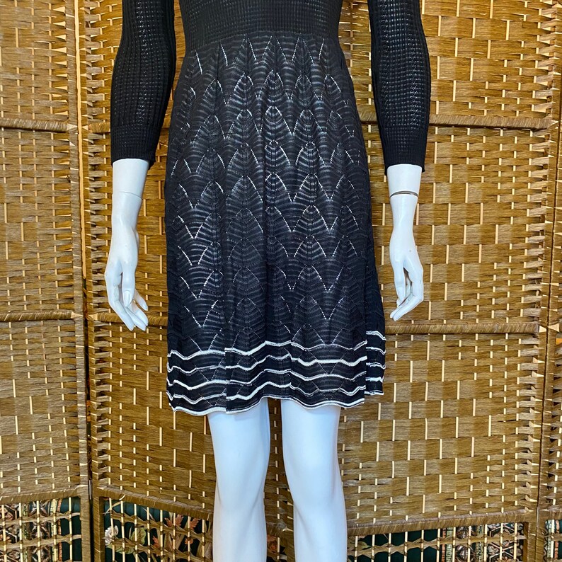 Vintage 00s Black and White Knit M Missoni Crochet Mini Dress - Etsy