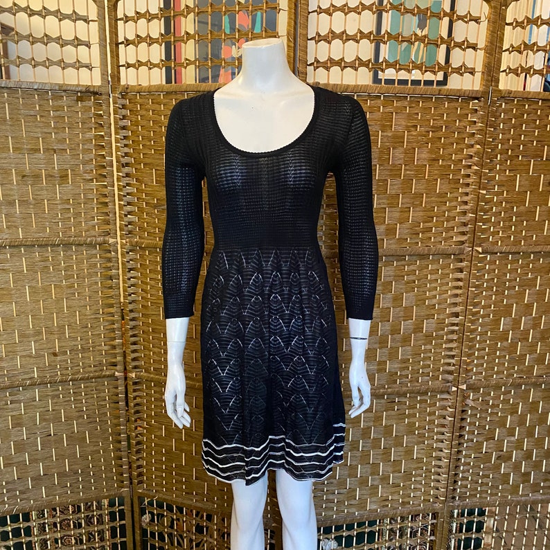 Vintage 00s Black and White Knit M Missoni Crochet Mini Dress - Etsy