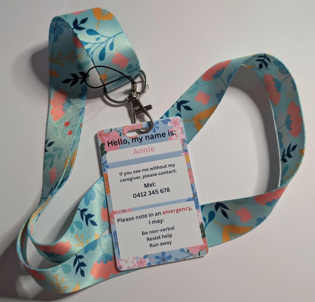 Carer & Medical Alert ID Cards - Blue Floral - Etsy Australia