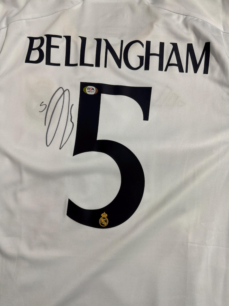 Camiseta del Real Madrid firmada y autografiada por Jude Bellingham ...