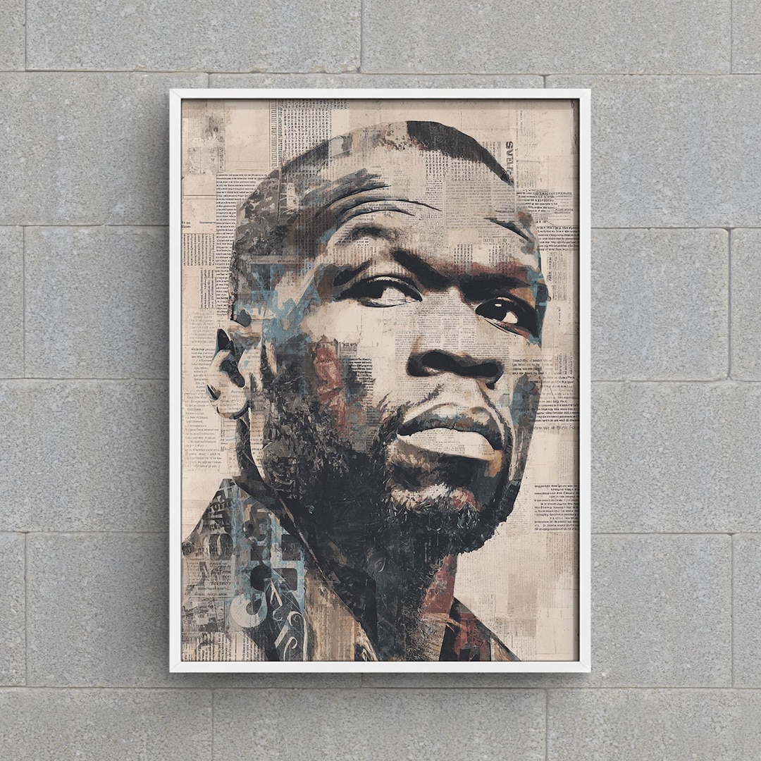 50 Cent Art Print, Collage Style Rapper Portrait, Hip Hop Wall Decor ...