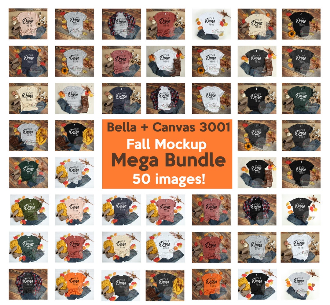 Fall Mockup Bundle Bella Canvas Mockup Bundle T Shirt Fall Flay Lay 50 ...