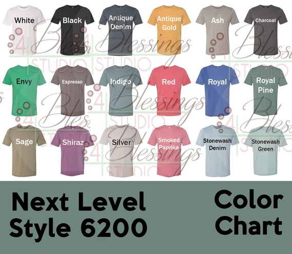 Next Level 6200 Color Chart Poly/cotton Crew 6200 Every | Etsy