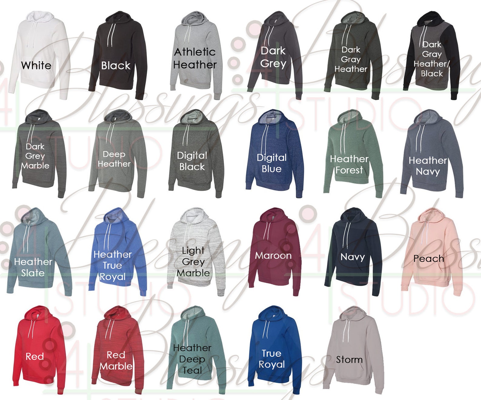 Bella Canvas 3719 Color Chart Every Color Digital File Shirt - Etsy