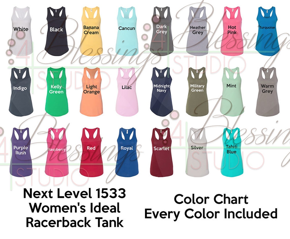 Tank Top Next Level 1533 Color Chart Every Color Digital File | Etsy