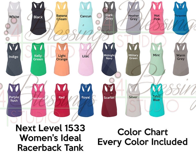 Tank Top Next Level 1533 Color Chart Every Color Digital File Shirt ...