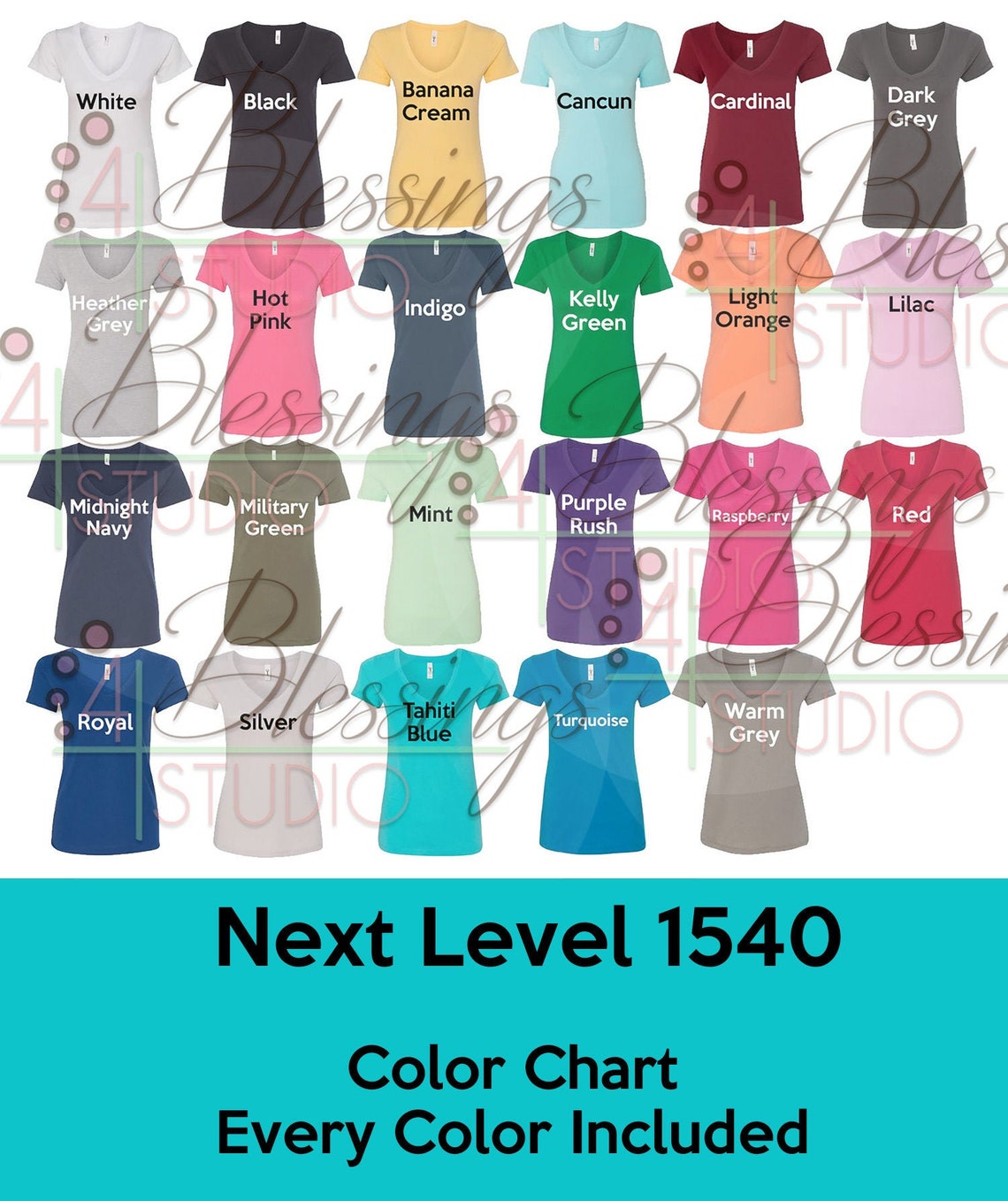 Next Level 1540 Color Chart Women's Ideal V Color | Etsy