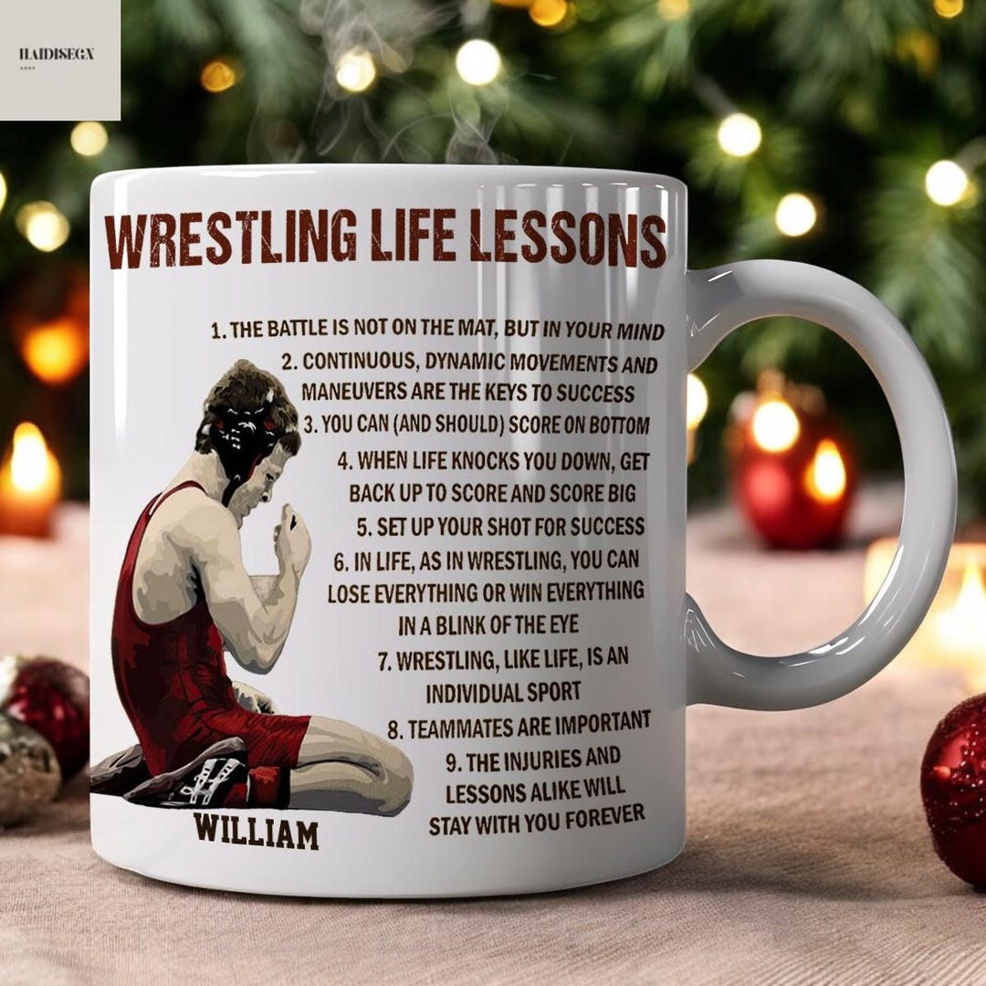 Personalized Wrestling Life Lessons Mug, Custom Name Wrestler Gift ...