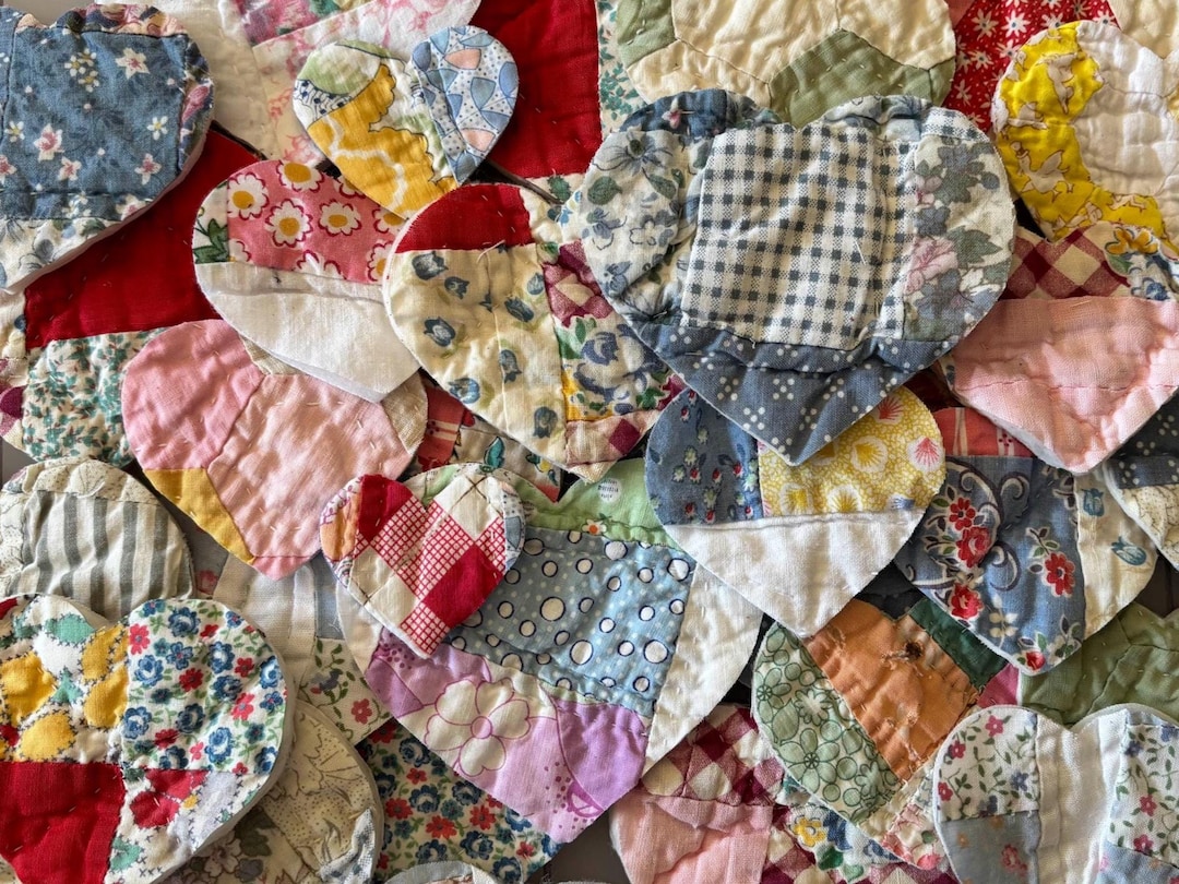 Rare Vintage Quilt Heart Cutouts. 12 Random Pieces, 3 Sizes, 4 per Size ...