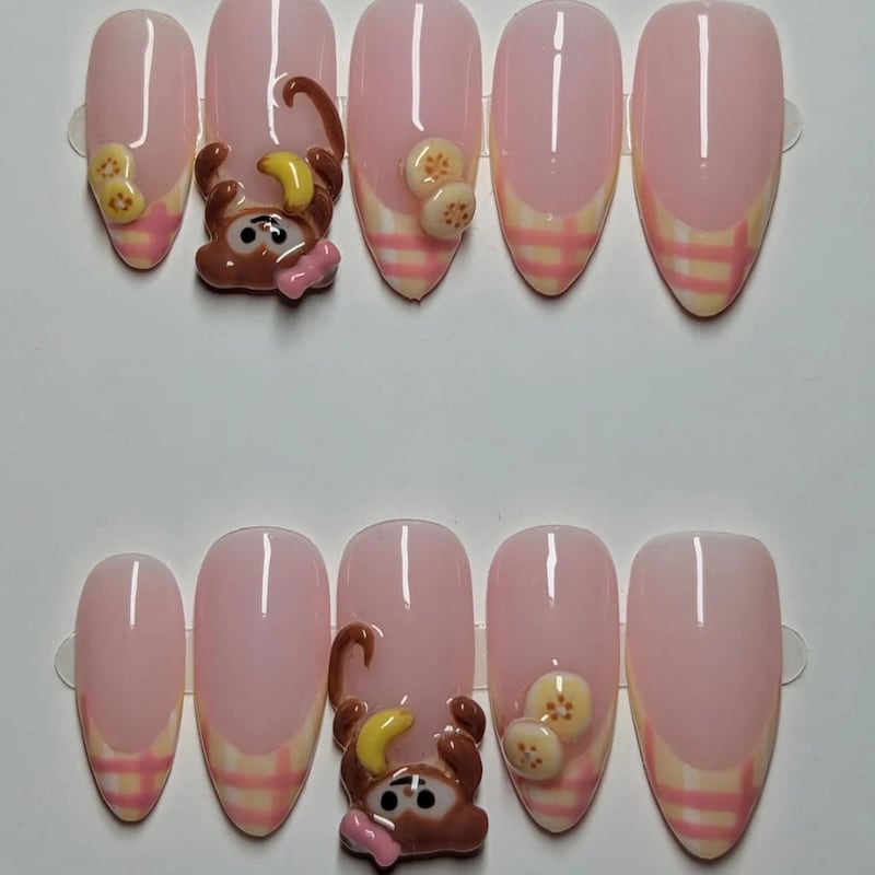 Monkey Plaid Nails - Etsy
