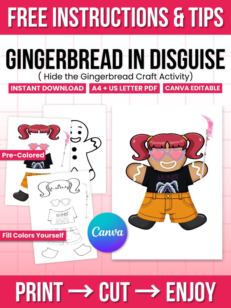 Disguise the Gingerbread Man Kpop Hunter Printable Craft Kit, Mira ...