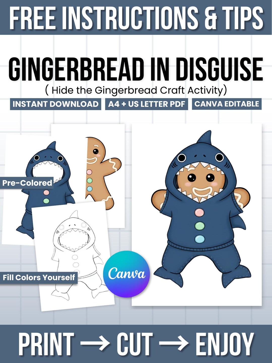 Disguise a Gingerbread Man - Shark Disguise, Gingerbread in Disguise ...