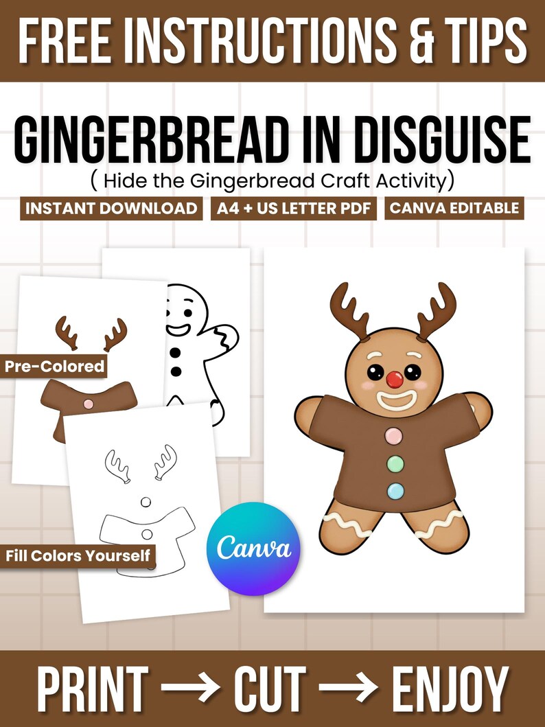 Gingerbread Disguise Reindeer, Disguise a Gingerbread Man, Reindeer ...
