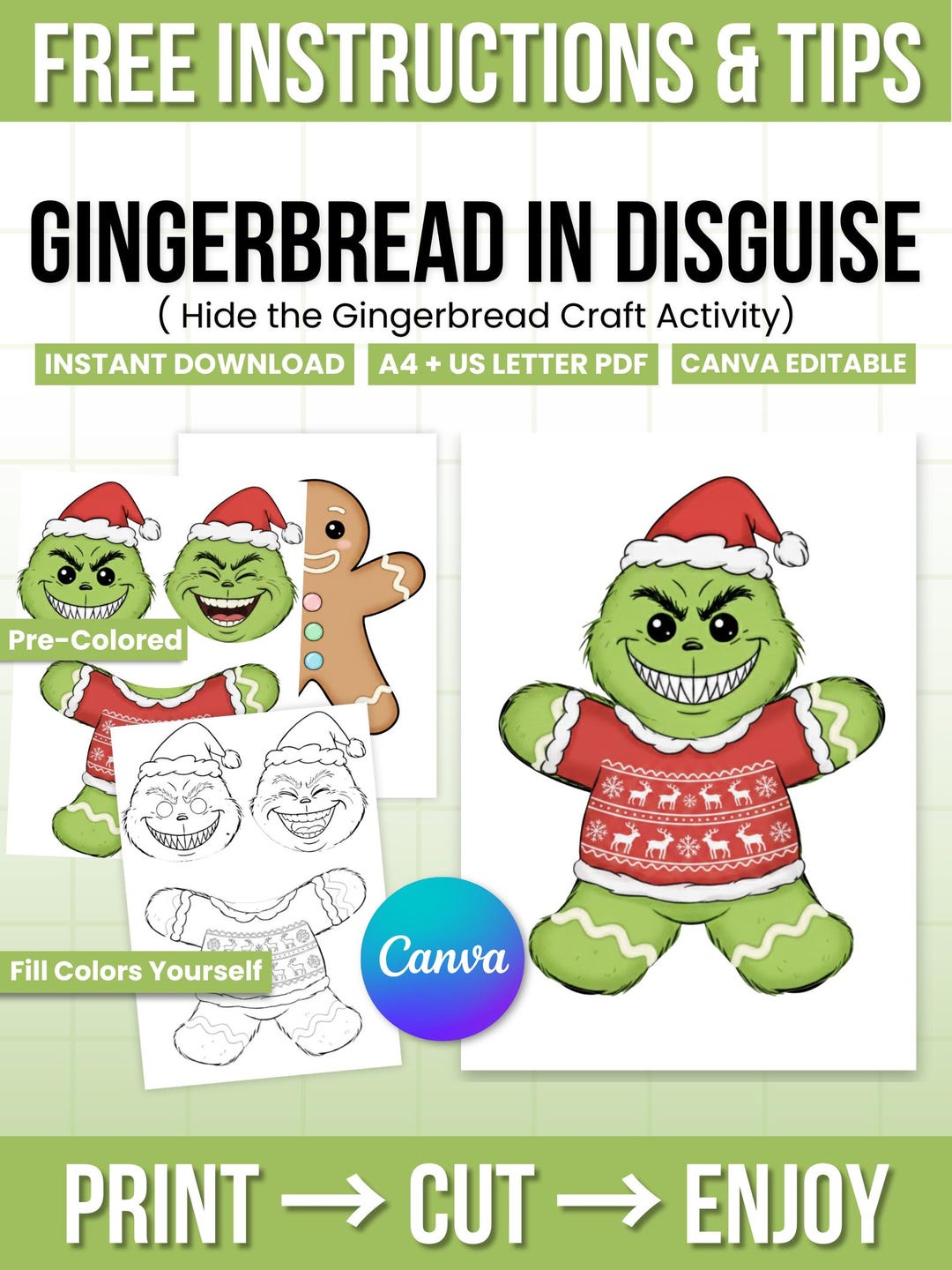 Disguise a Gingerbread Man - Grinch Disguise, Gingerbread in Disguise ...