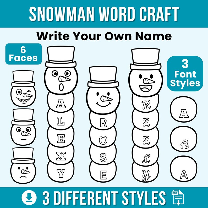 Snowman Name Craft Activity | Christmas & Winter Bulletin Board Craft ...