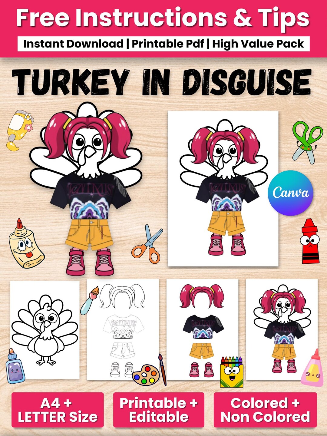 Turkey Disguise Craft Kit, Singing Star Disguise, Turkey Disguise Rome ...