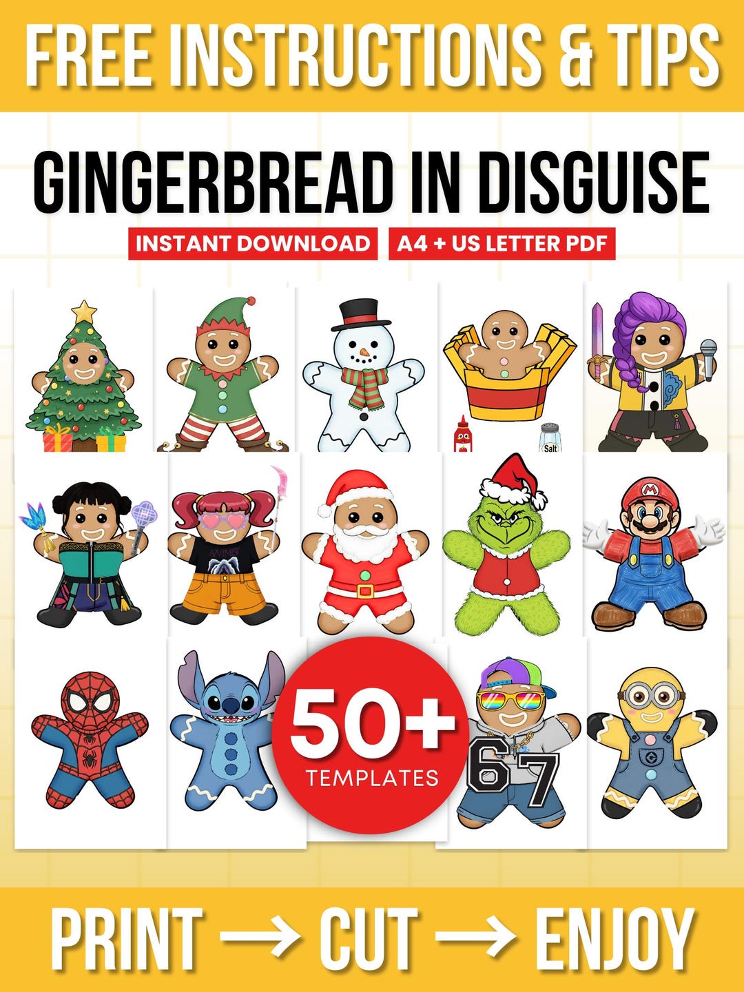 Disguise the Gingerbread Man Printable Craft Kit, Coloring Gingerbread ...