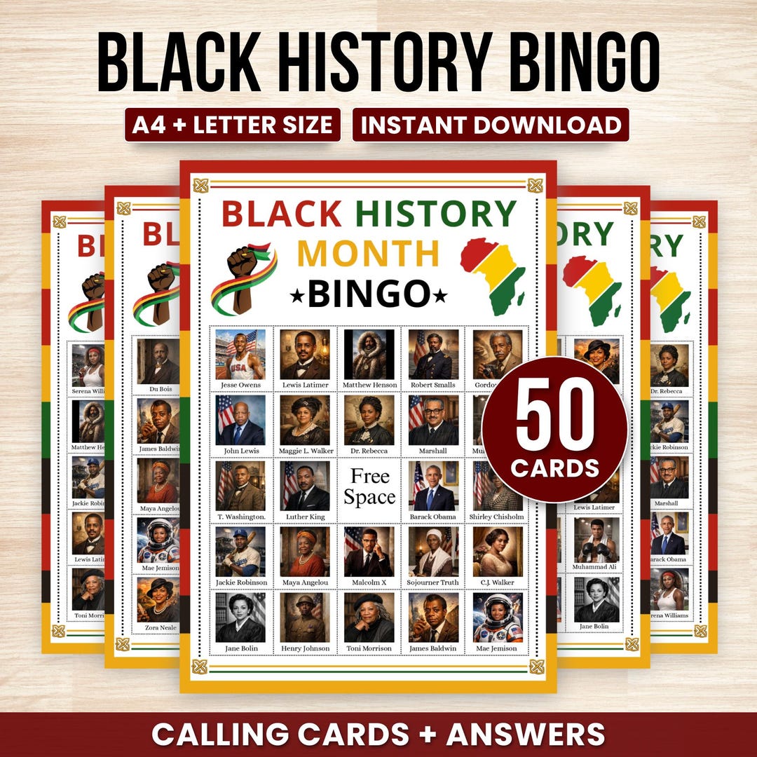 Black History Bingo, Black History Games, Black History Month Bingo, 50 ...