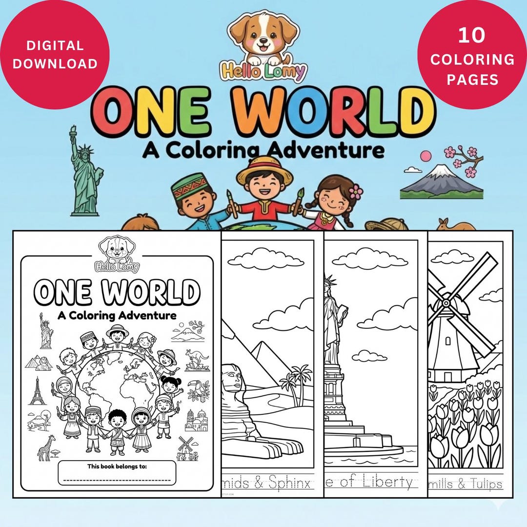 World Landmarks Coloring Pages for Kids | Educational Activity (digital ...