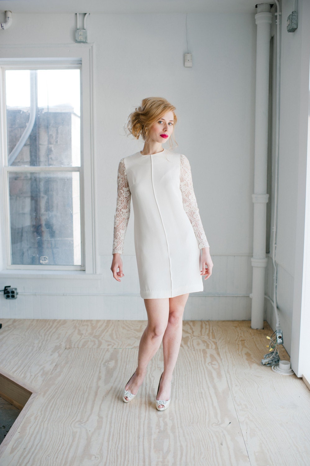 Patsy Wedding Dress; Handmade Bridal Dress, Modern Sheath in Silk With ...