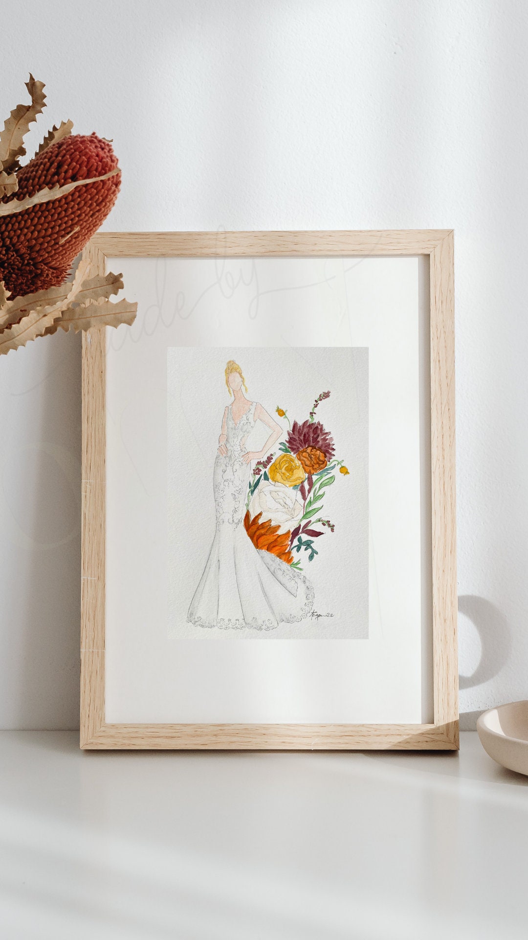 Custom Wedding Bride Fashion Sketch Wall Art - Etsy