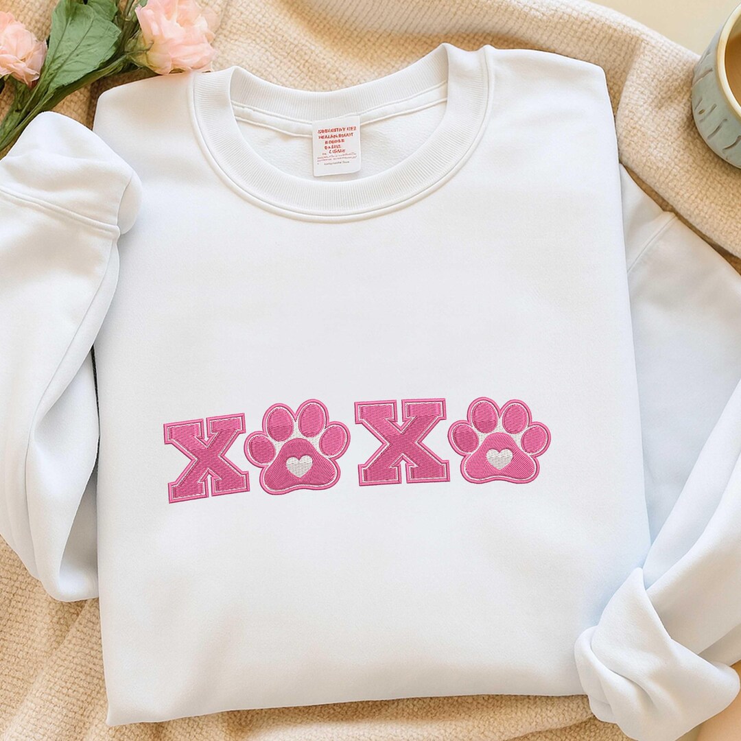 XOXO Pawprint Embroidery Design, Valentine Pet Paw, Cute Valentine ...