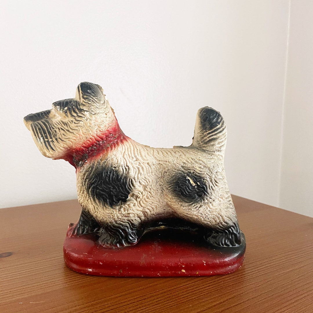 Vintage 1940s Chalkware Scottish Terrier Decor | Adorable Plaster of ...