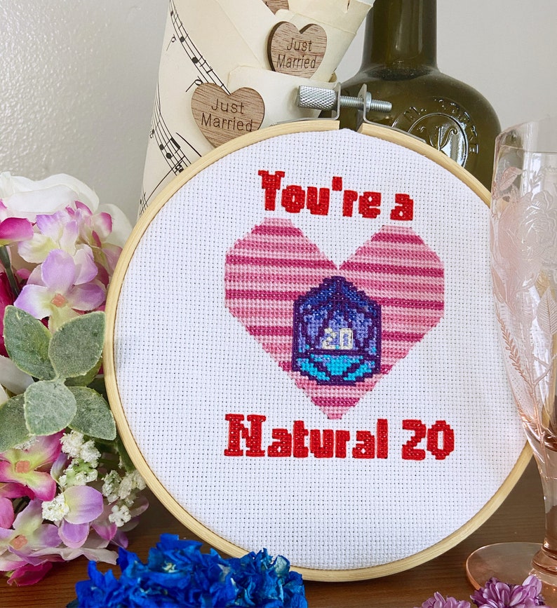 D20 Dnd Nat 20 Counted Cross Stitch Complete Kit | Etsy Australia