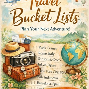 Travel Bucket List Poster | Adventure Wall Art (PDF Download A4 Size ...