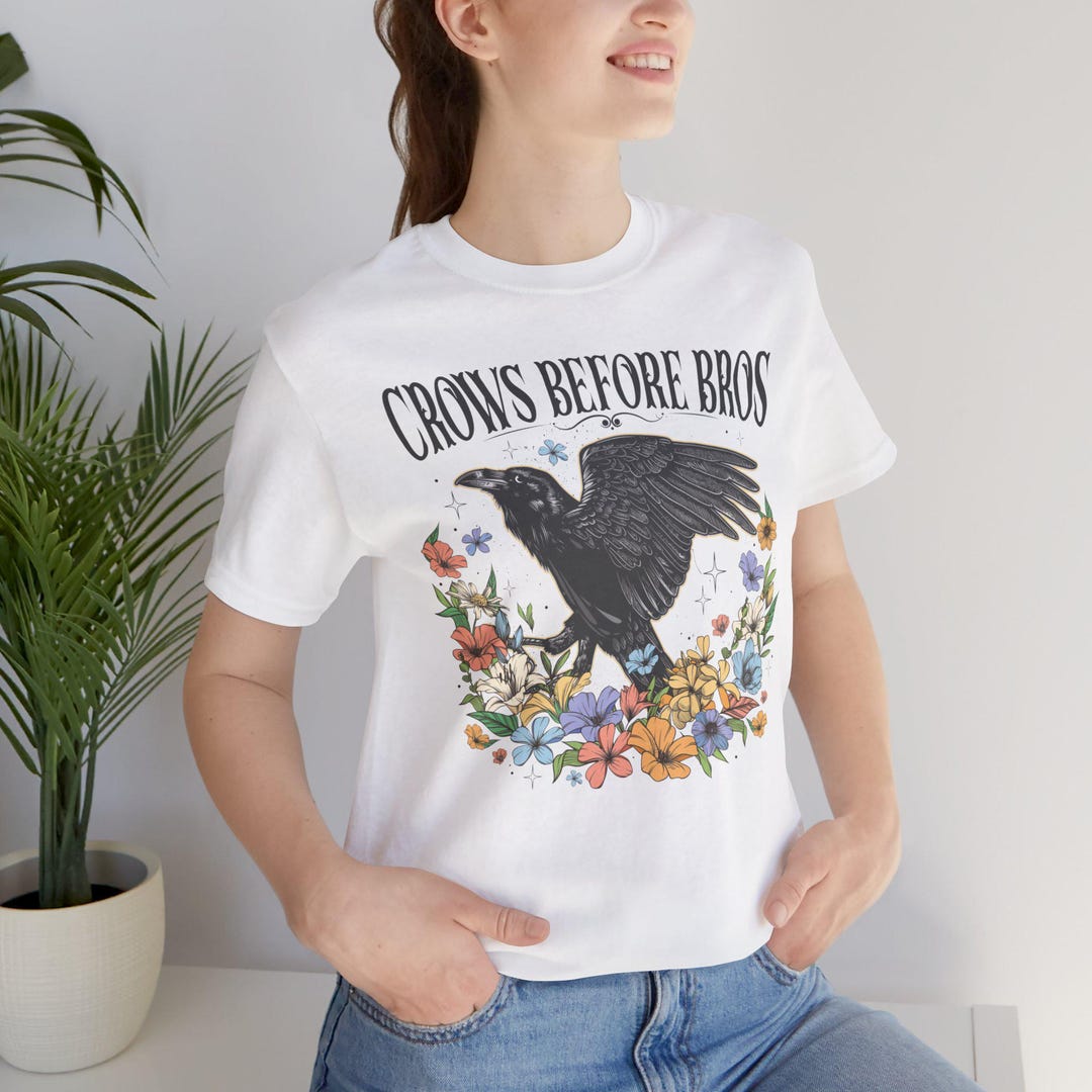 Crows Before Bros Floral Crow Shirt Fun Crow Shirt Funny Crow Graphic ...