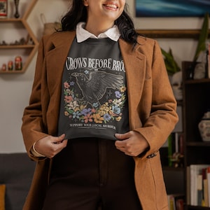 Crows Before Bros Black Sweatshirt Fun Crow Stuff Crow Humor Fun Crow ...