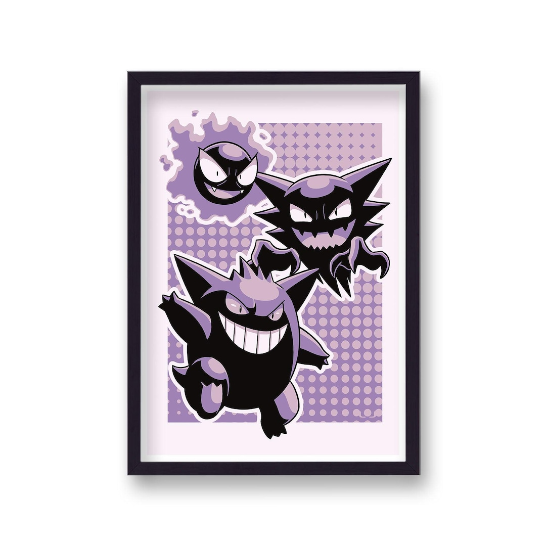 Pokemon Ghastly Evolutions Poster, Purple Ghost Type Art (wall Print ...