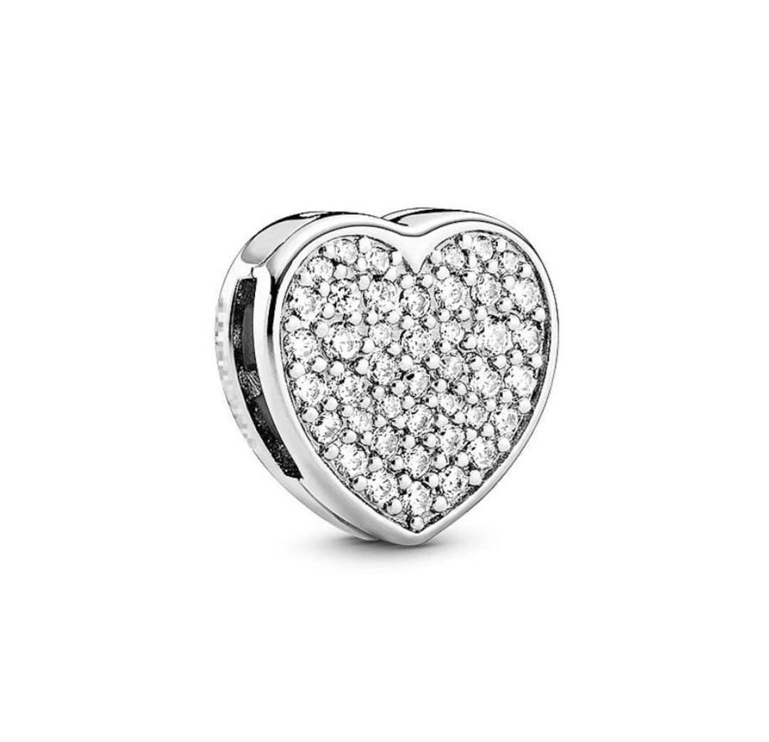 Pandora ALE R Pave Heart Clip Charm Reflexions Silver - Etsy