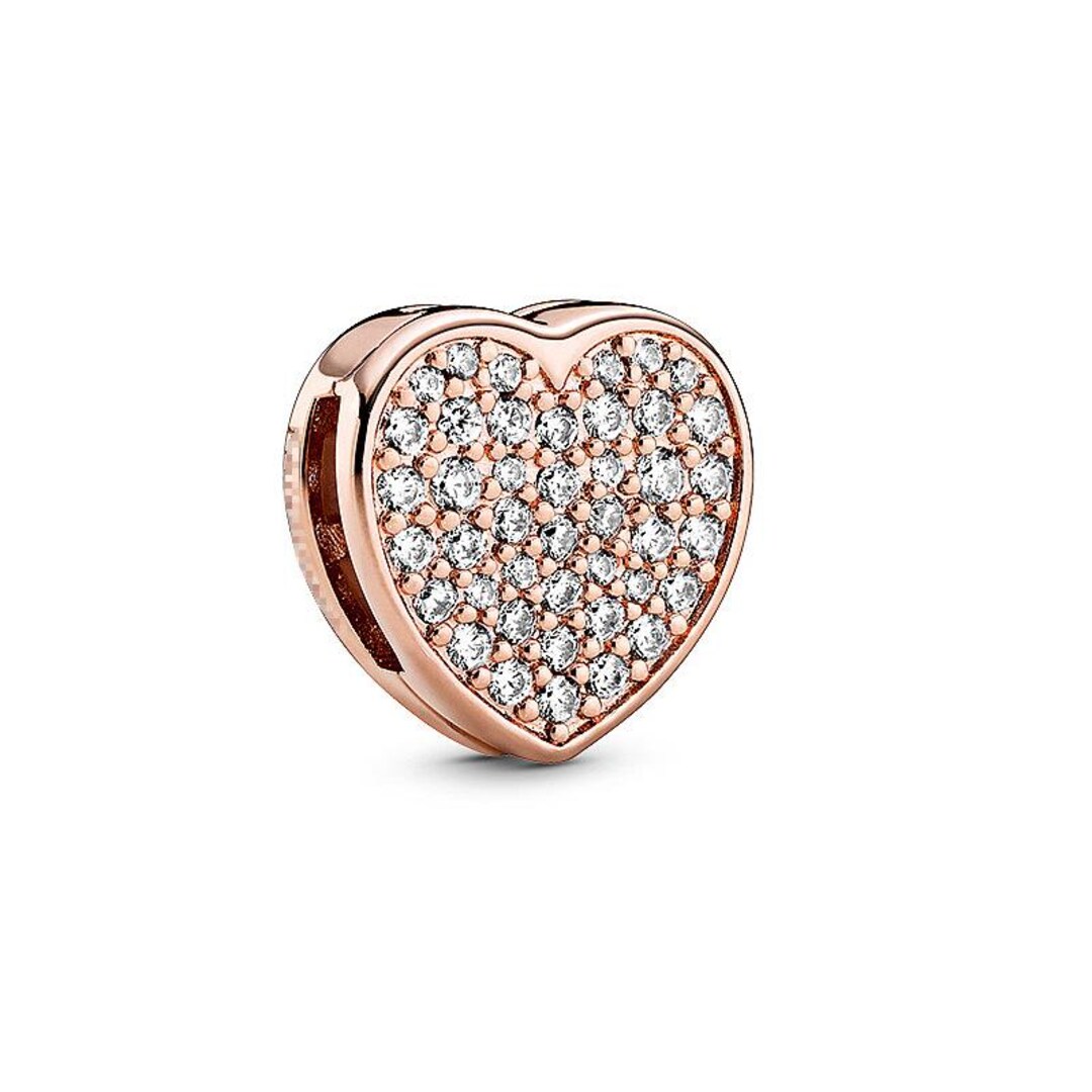 Pandora ALE R Pave Heart Clip Charm Reflexions Rose Gold - Etsy