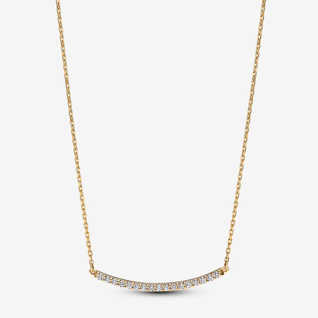Pandora Era Gold Micro Lab-grown Diamond Pavé Bar Necklace - Etsy