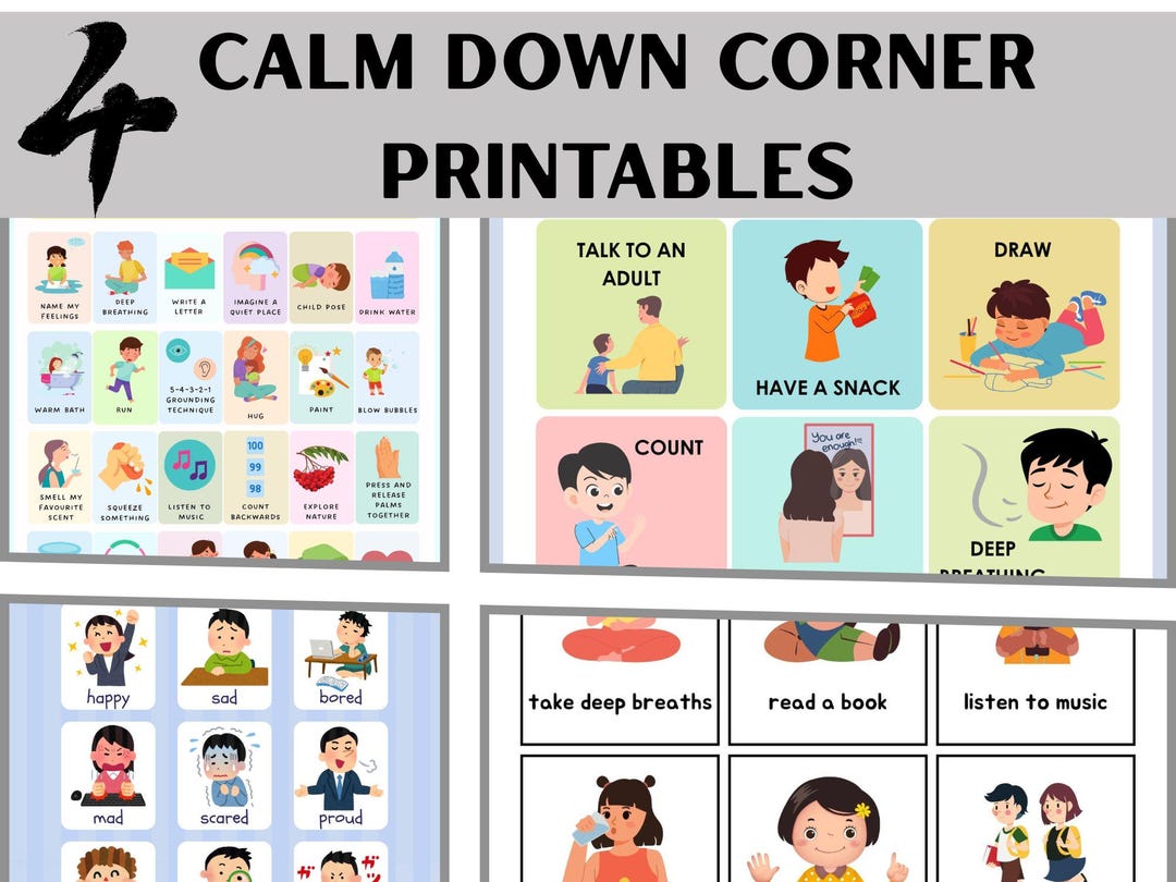 Calm Down Corner Printables for Emotional Regulation, Calming ...