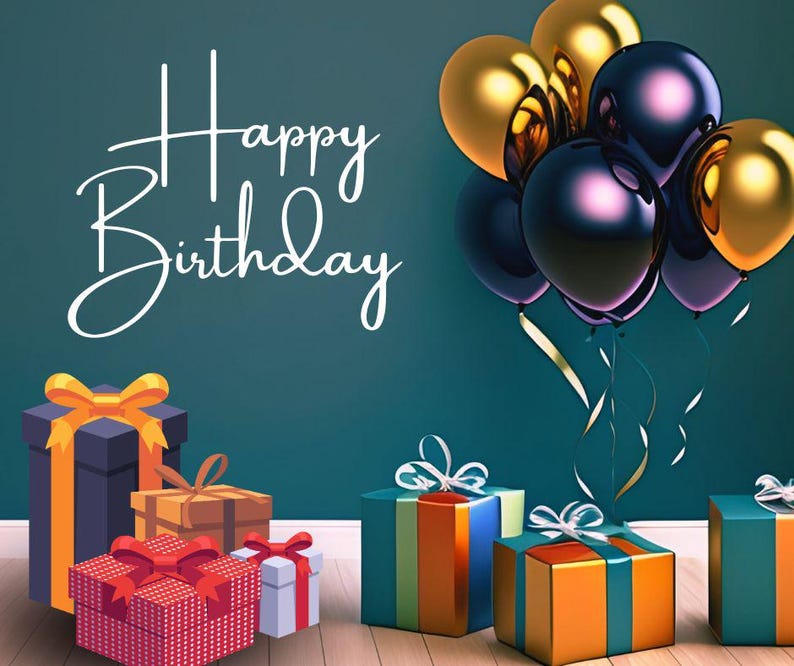 Digital Happy Birthday Graphics Bundles, Cake, Balloons for Everyone ...