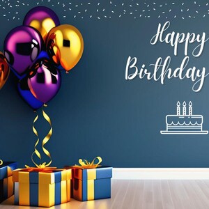 Digital Happy Birthday Graphics Bundles, Cake, Balloons for Everyone ...