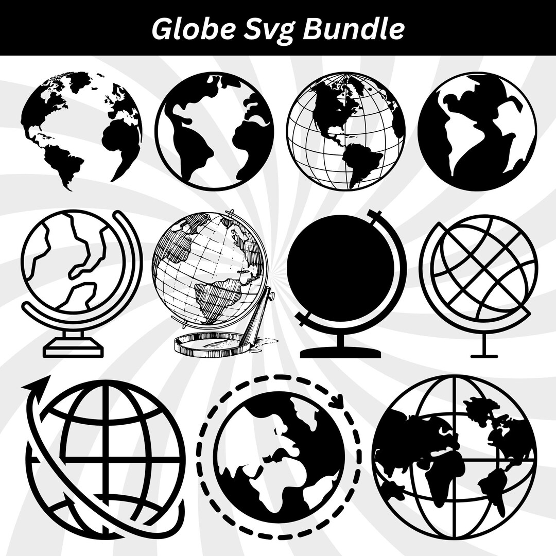 Globe SVG Bundle, World Map Clipart, Earth Silhouette (digital Download ...