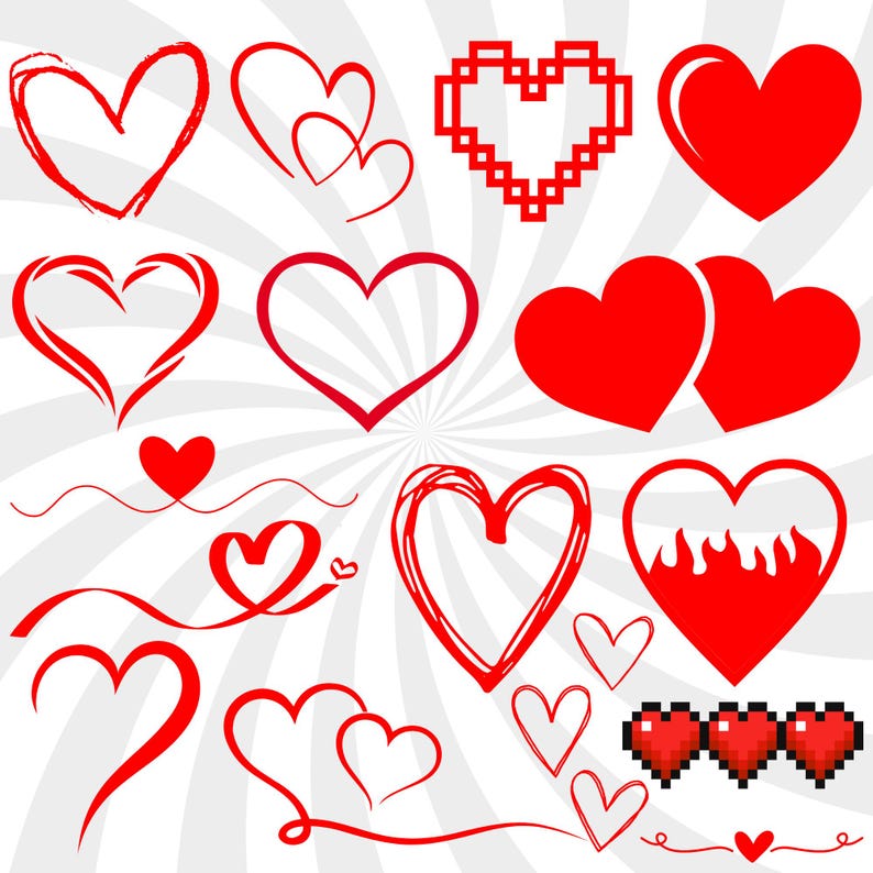 Doodle Heart SVG Clipart, Hand Drawn Valentine Design (digital Download ...