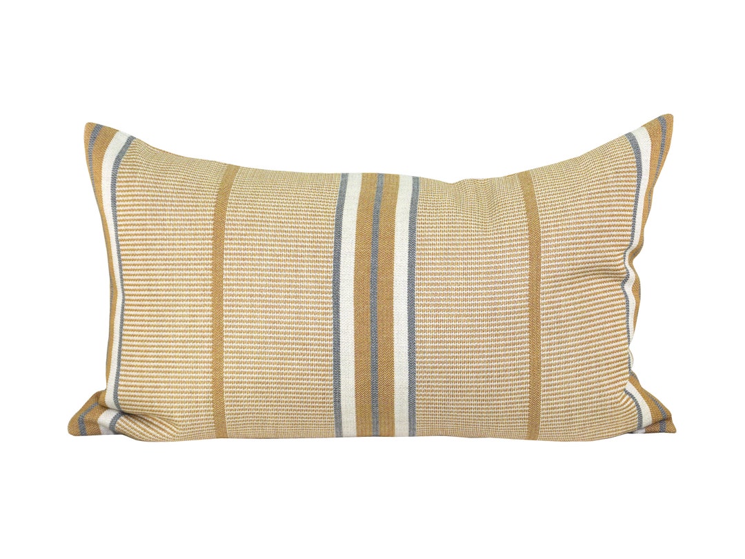 Outdoor Pillow Cover Malta Ochre Lumbar Stripe Spark - Etsy