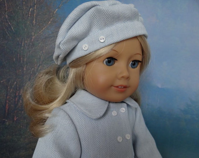 Light Blue Spring Coat and Matching Beret for American Girl or Similar ...